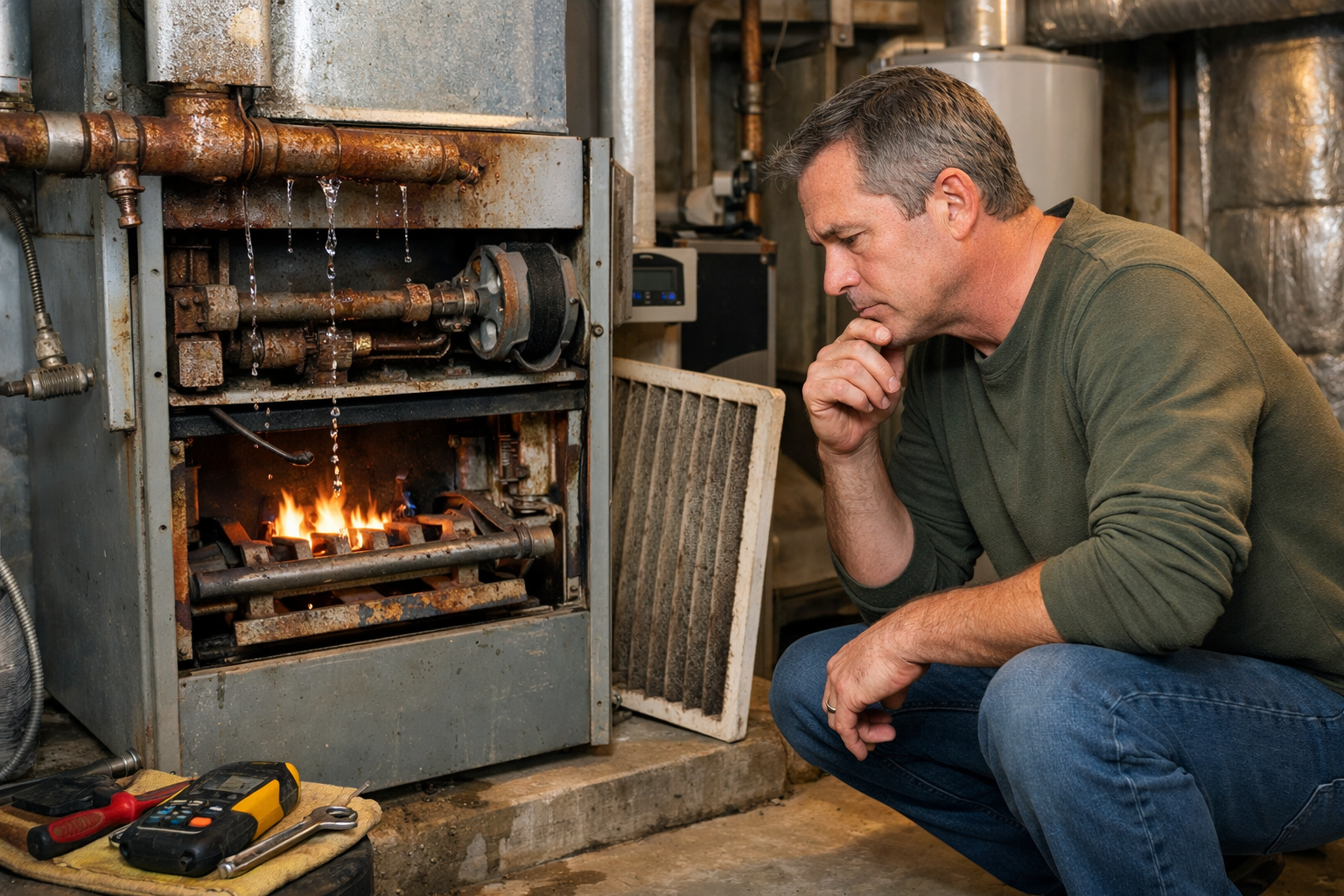 What causes furnace breakdowns during Rhode Island winters?